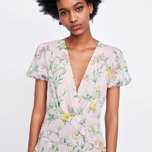 Zara | Dresses | Ruffled Floral Print Dress | Poshmark
